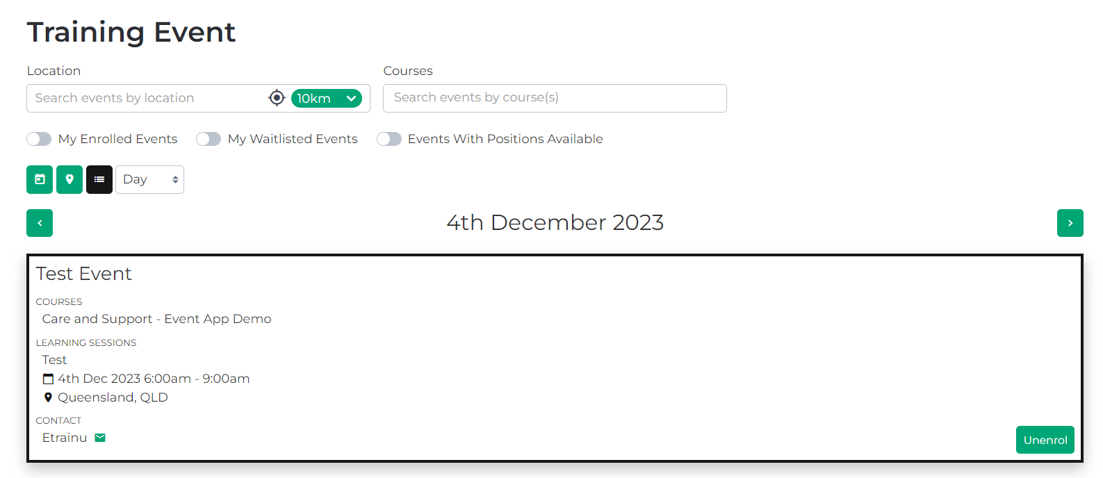 Event Dates and Times Display – etrainu